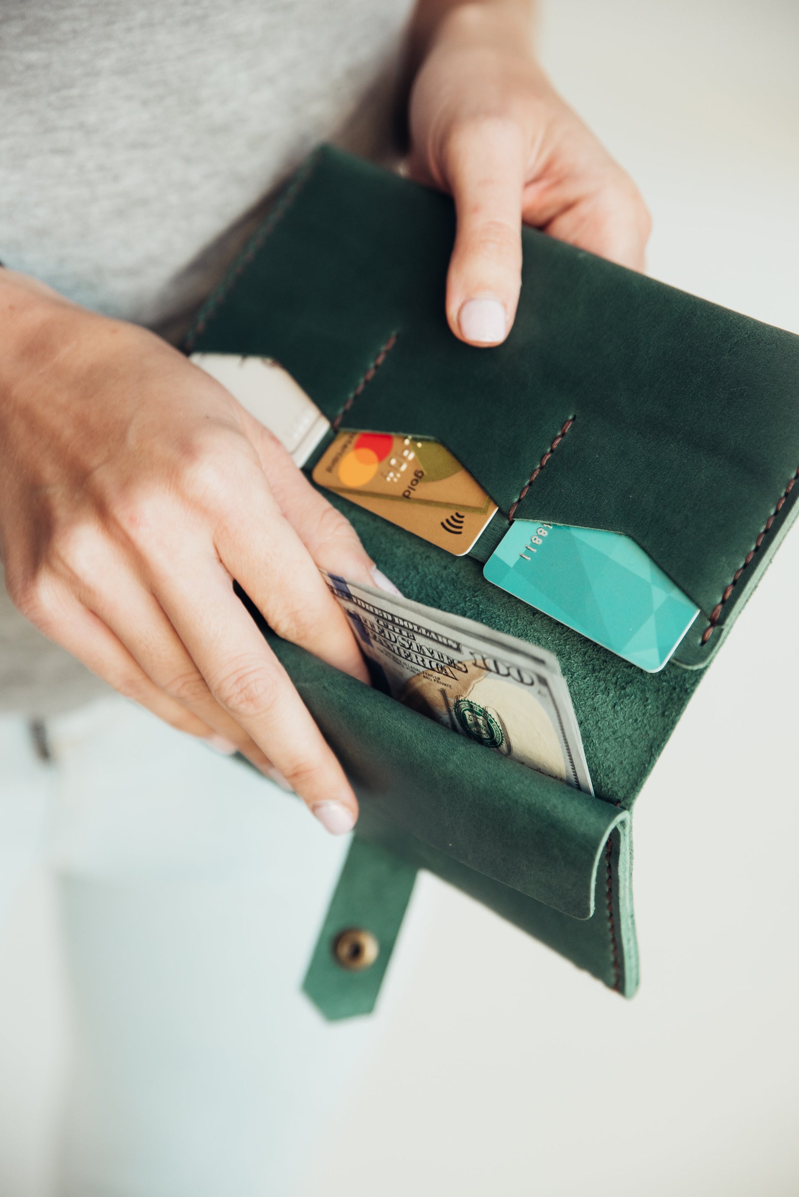Green Leather Wallet Women Leather Women's Wallet Card - Etsy