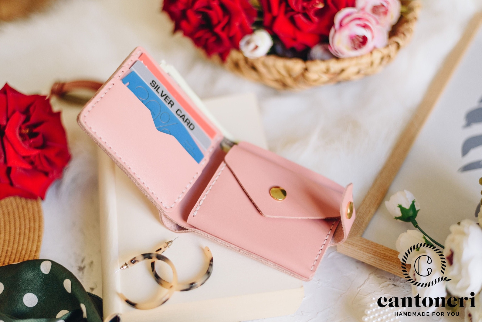 Pink Wallet Leather Wallet Womens Mini Wallet Card - Etsy
