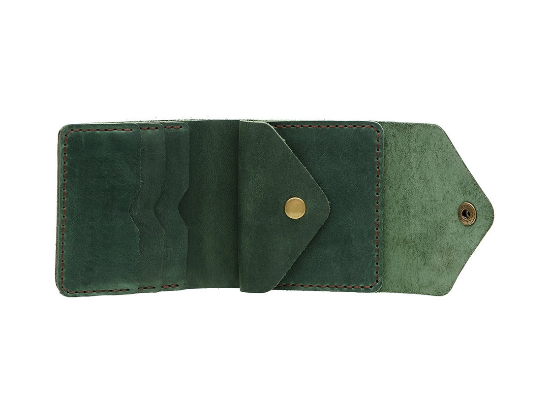 Green Mini Envelope Wallet | Leather Women's Wallet | Small Wallet ...