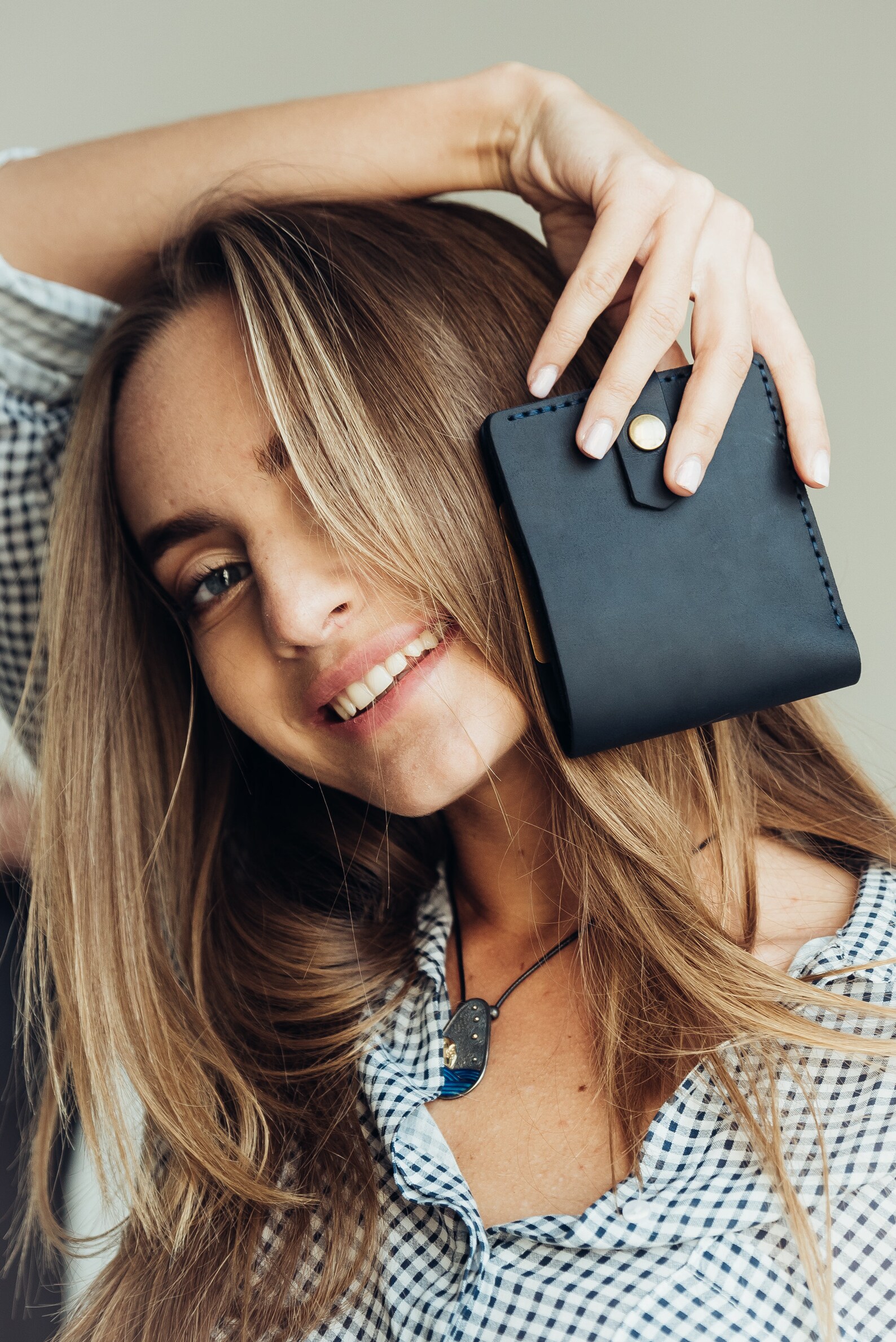 Blue Leather Women's Mini Wallet | Small Wallet | Mens Leather Billfold ...