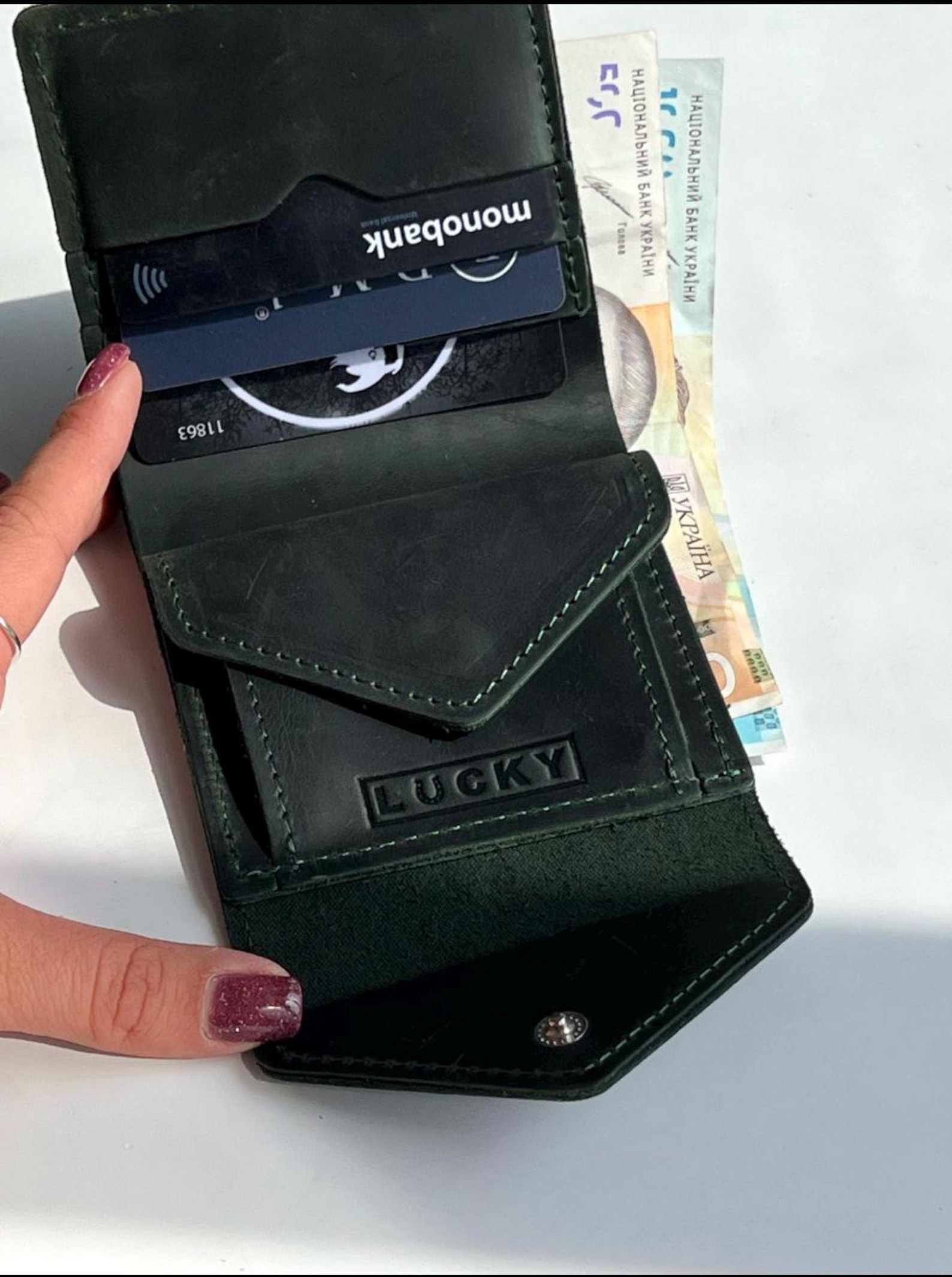Green Mini Envelope Wallet | Leather Women's Wallet | Small Wallet ...