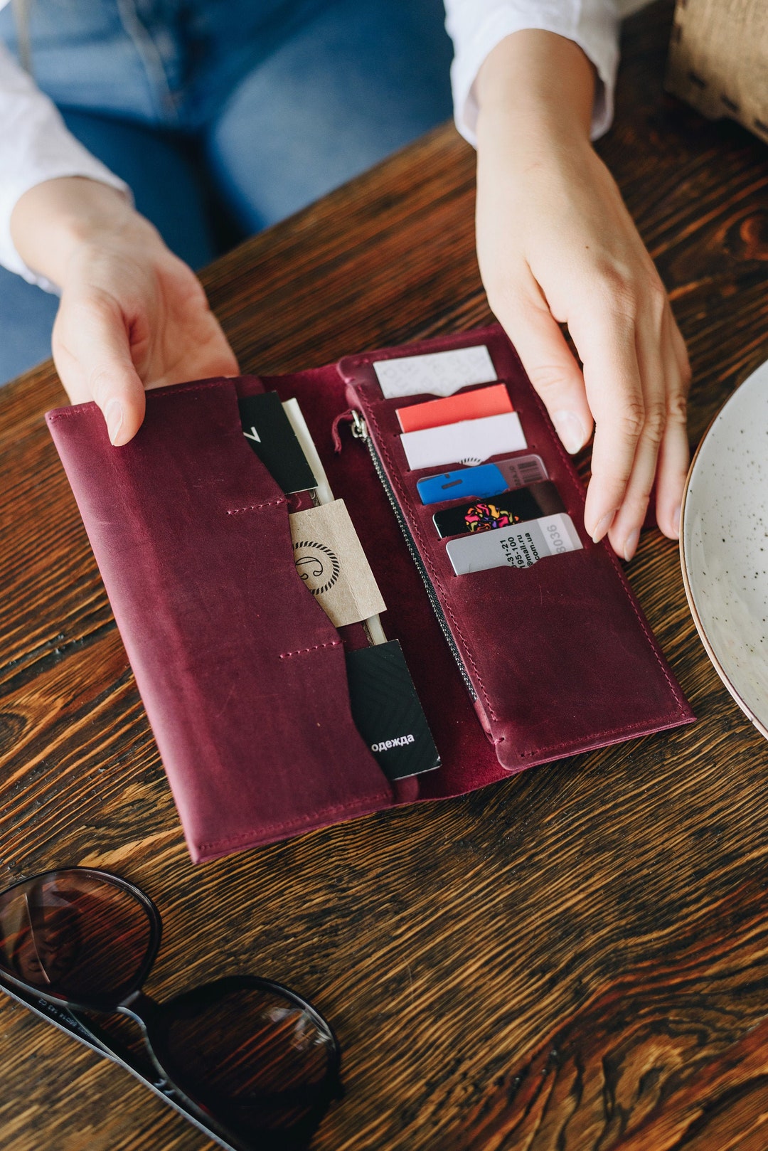Personalize Long Leather Women's Wallet - Marsala, Womens Wallet ...