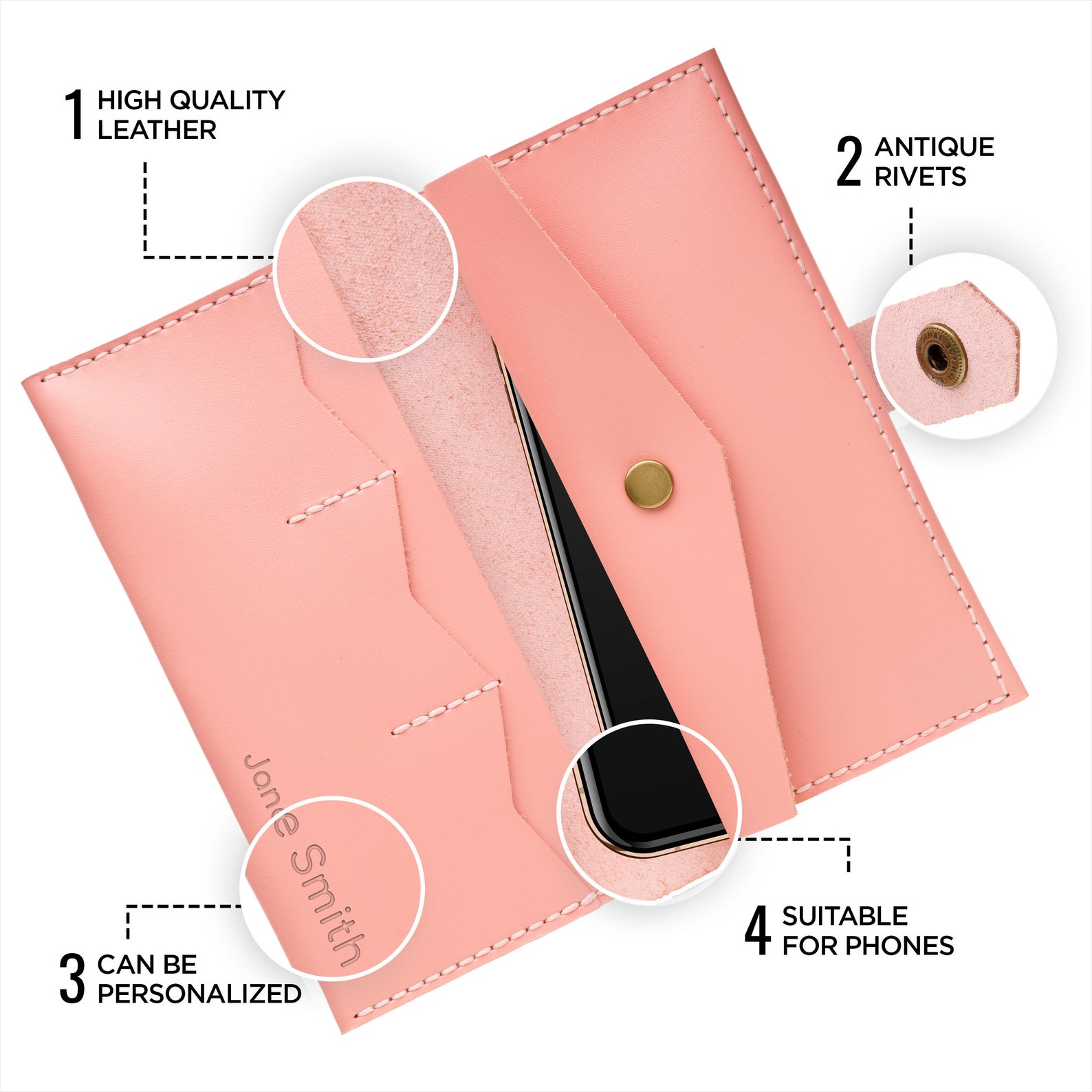 Pink Wallet Minimalist Wallet Leather Wallet Women's - Etsy