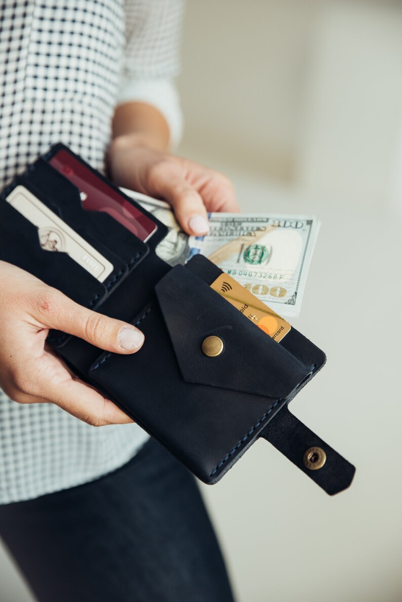 Blue Leather Women's Mini Wallet Small Wallet Mens - Etsy