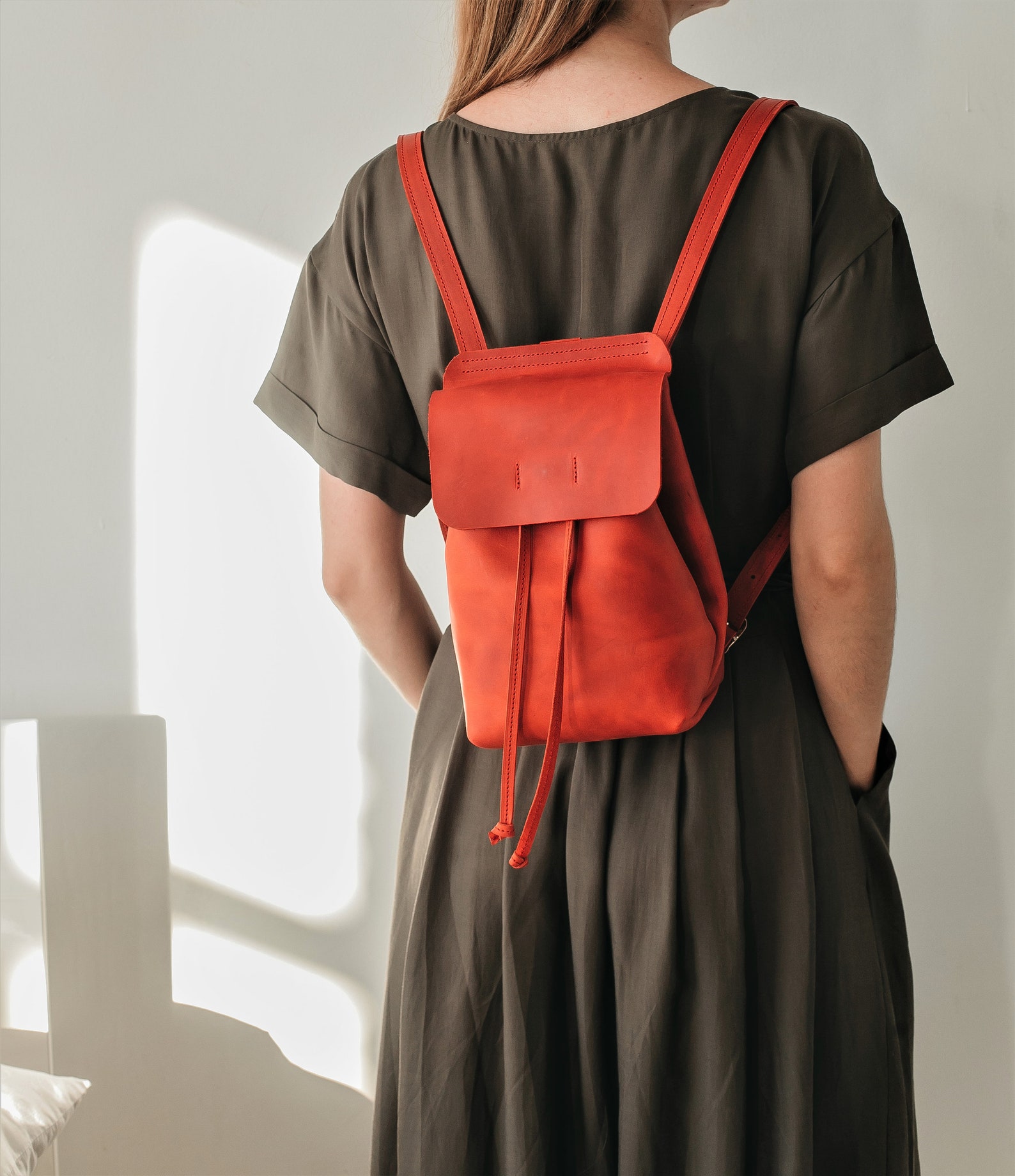 Red Women Leather Backpackschool Rucksacksatchel Leather - Etsy