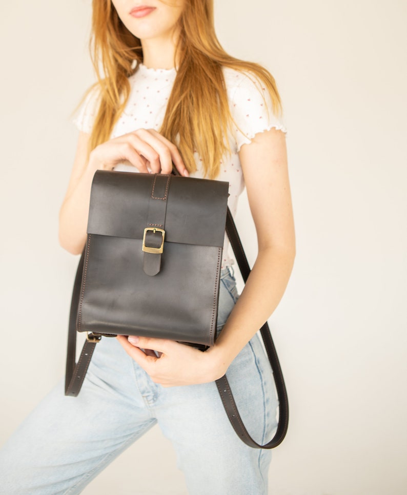 Leather Backpack Womenmini Leather Backpackleather Satchel - Etsy