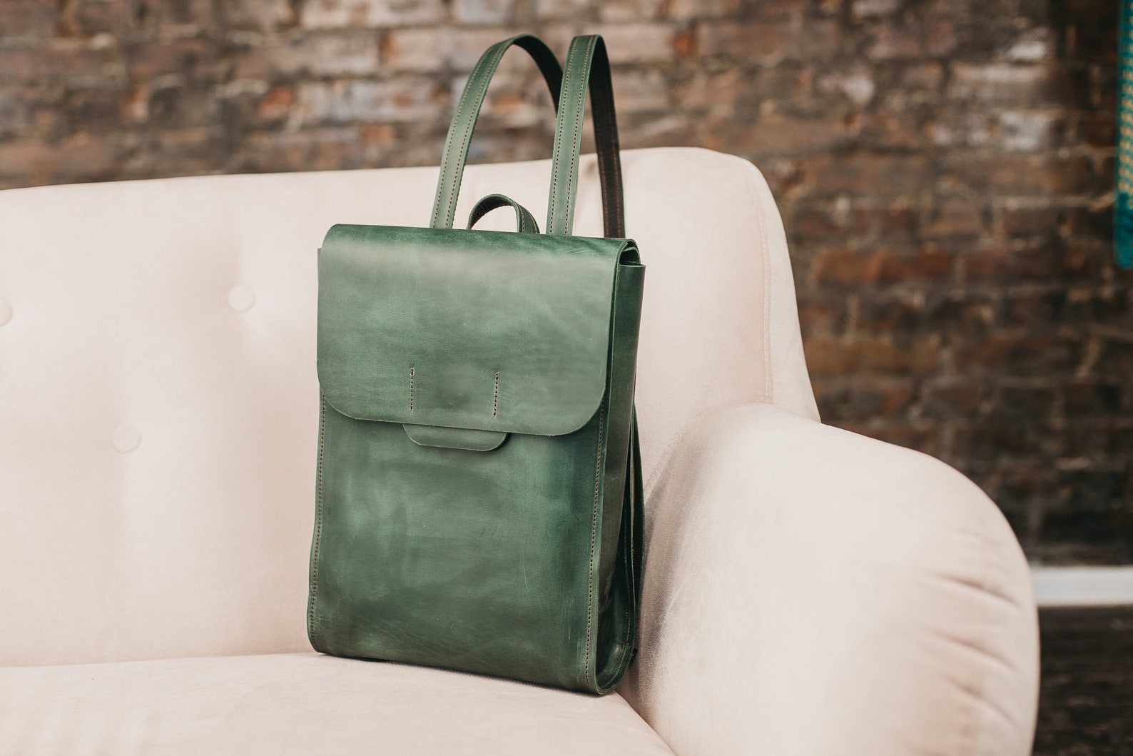 Leather Green Backpack,laptop Travel Rucksack Leather,leather MacBook ...