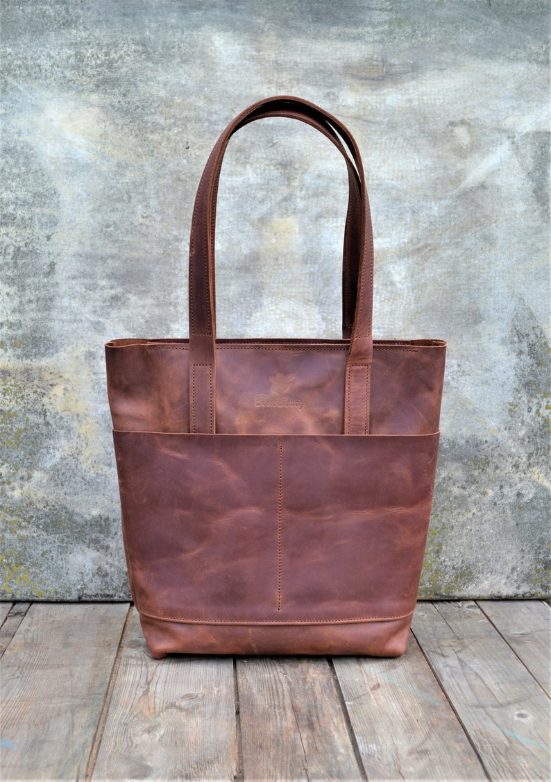 Leather tote Bag Womenleather Shoulder tote BagLeather tote | Etsy