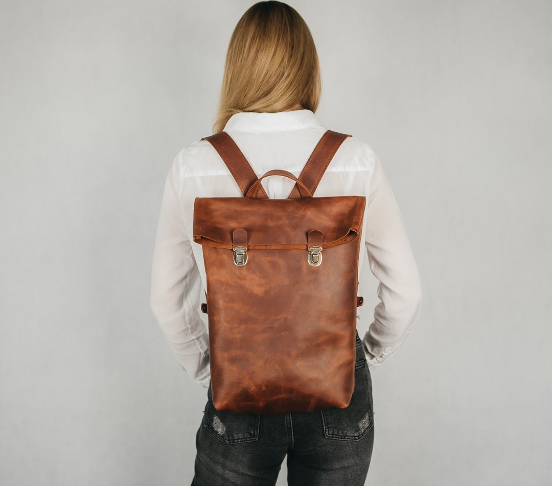 Brown Leather Backpack,leather Woman Backpack,leather Rucksack,leather ...