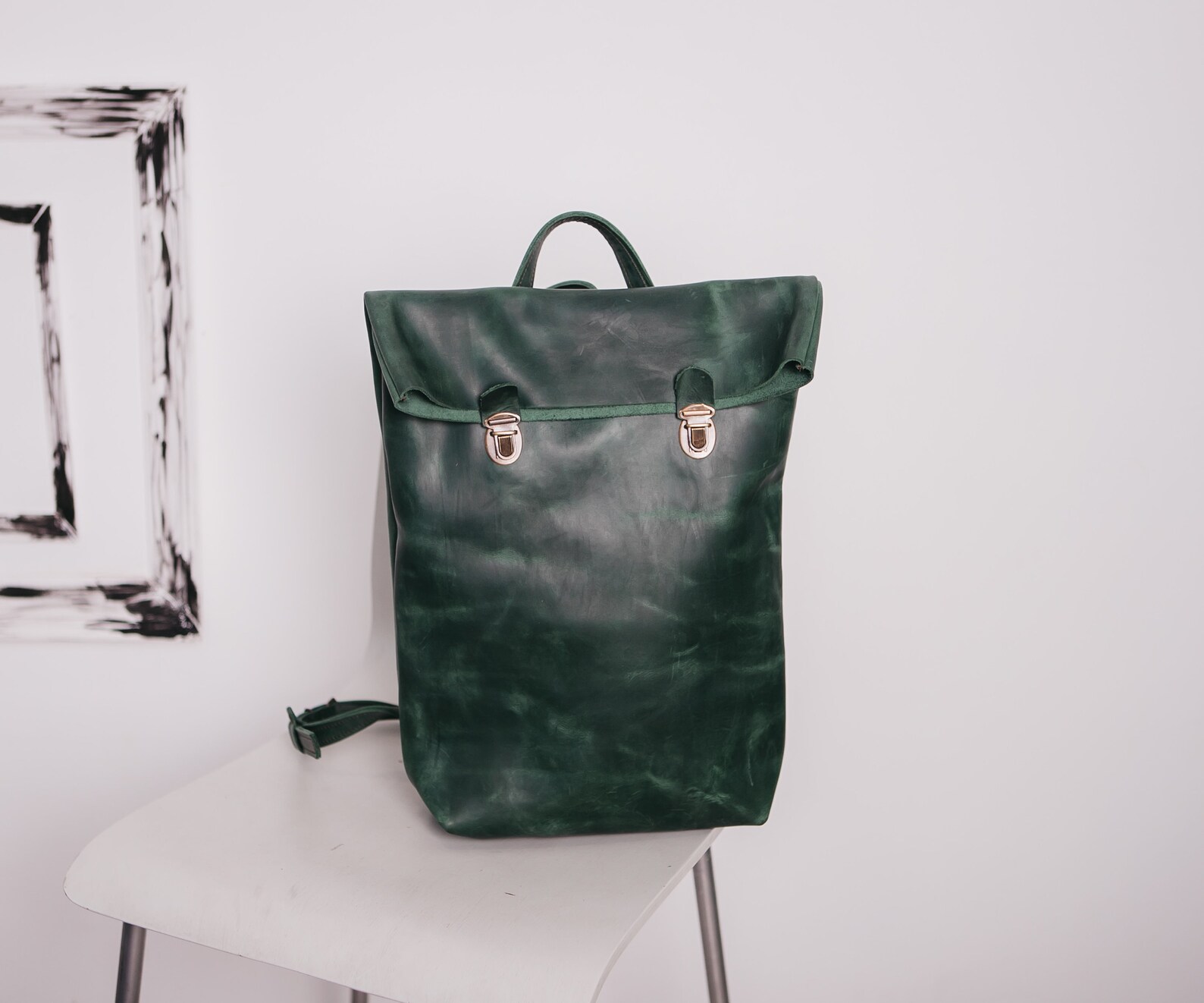 Green Leather Backpack Travel Backpack Leather Woman Backpack Leather ...