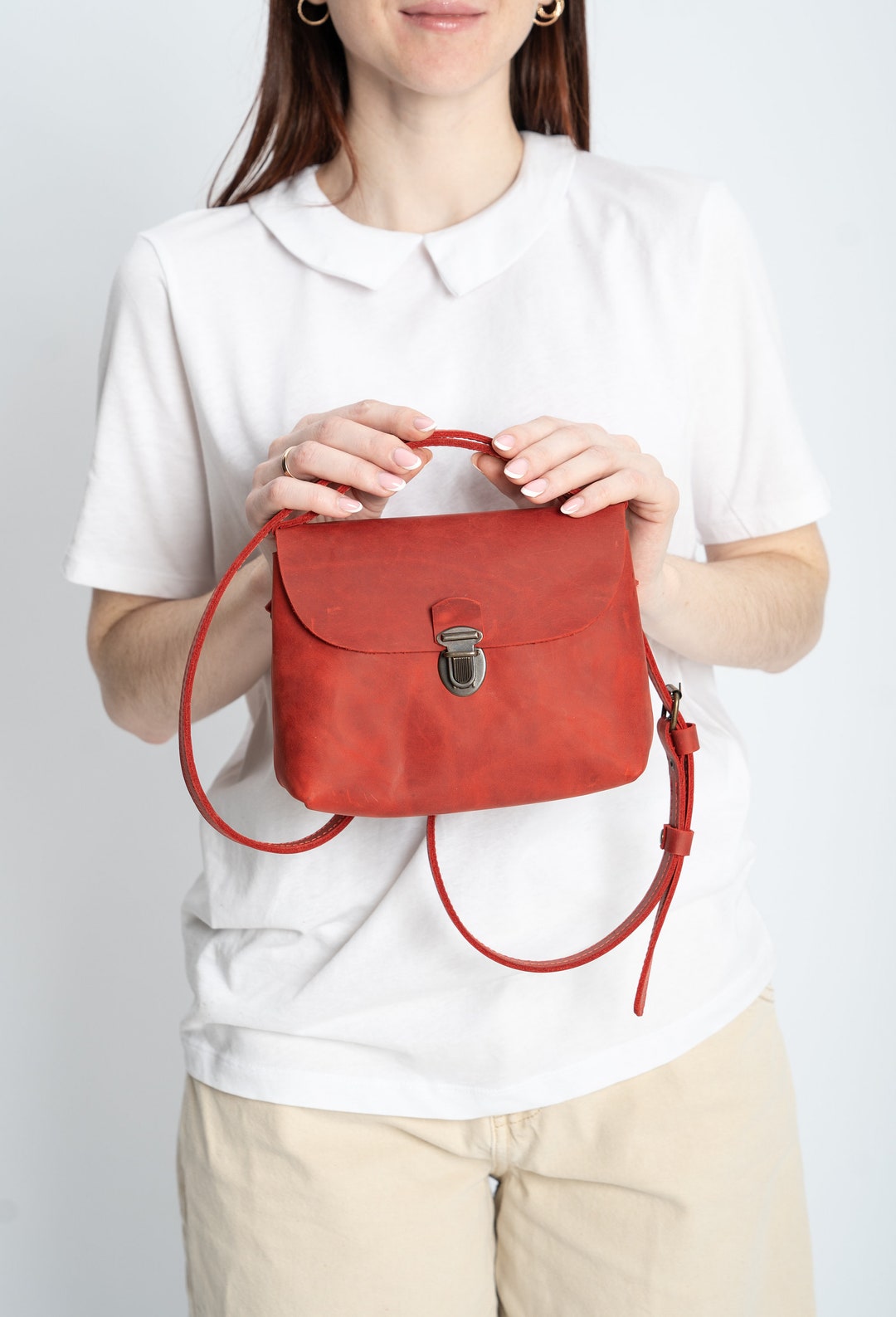 Handmade Leather Crossbody Bag,women City Bag,cute Leather Purse ...