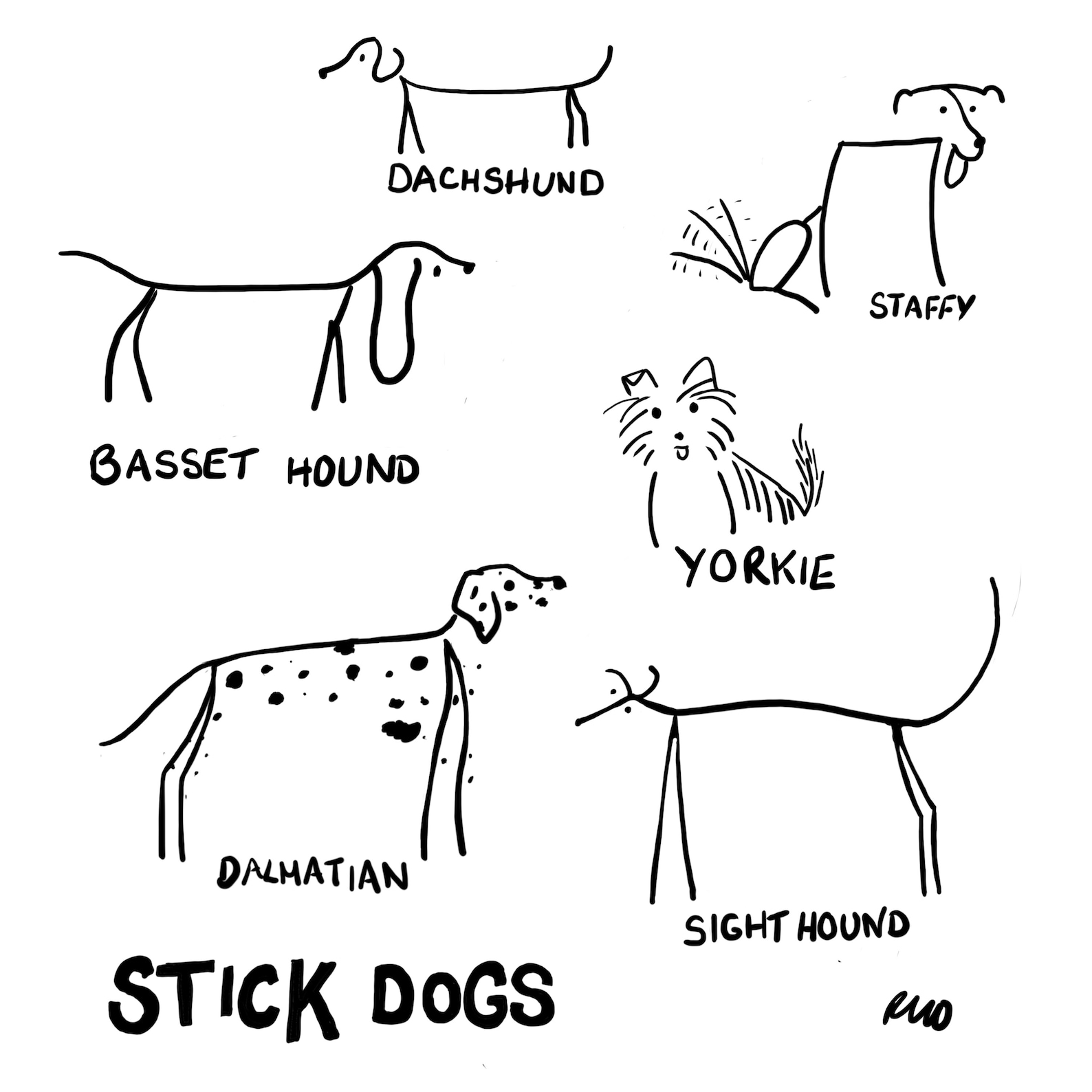 Stick dogs: greetings card for dog lovers - Etsy Italia