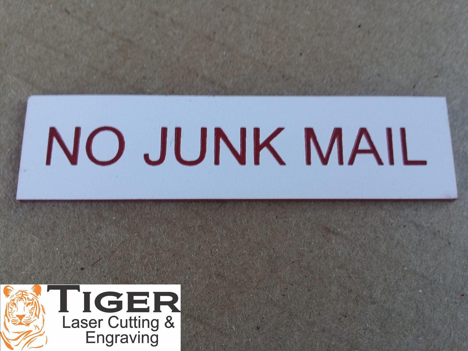 16 X NO JUNK MAIL - Laser Engraved Letterbox Sign - Assorted Colours ...