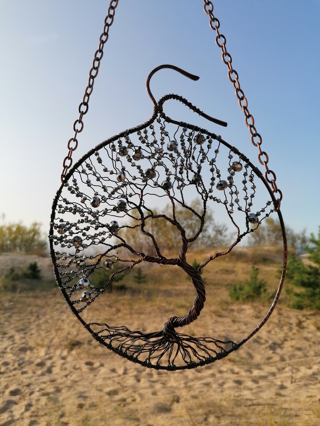 Copper and Glass Tree of Life Suncatcher, Pendant for Window, Tree of ...
