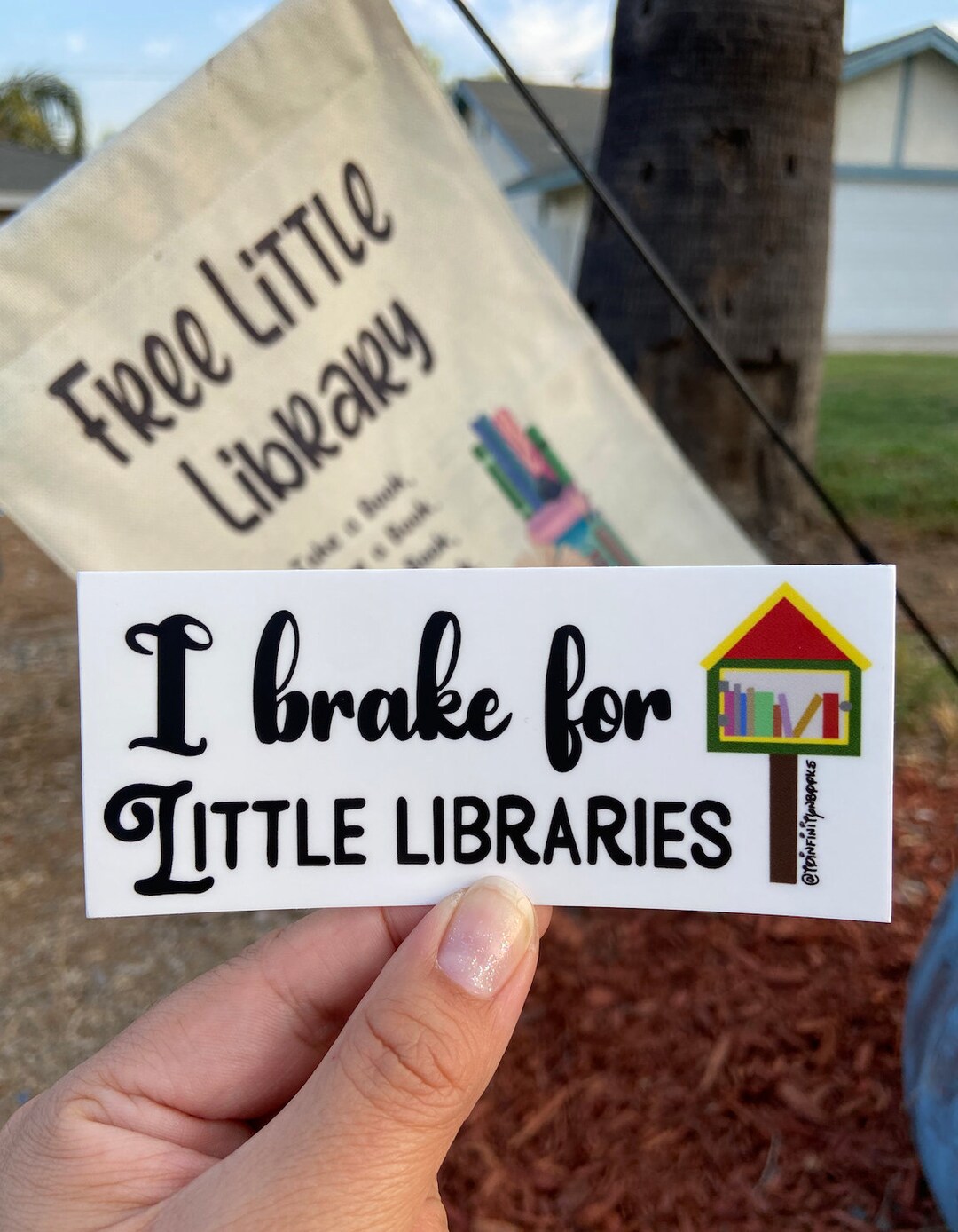 I Brake for Little Libraries Bumper Sticker, Little Free Library, Free ...