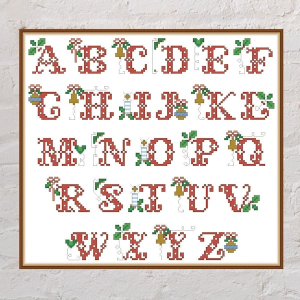 Christmas Alphabet Cross Stitch Pattern - Etsy