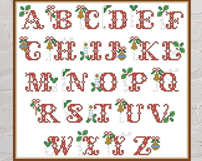 Christmas Alphabet Counted Cross Stitch Pattern in PDF for Instant ...