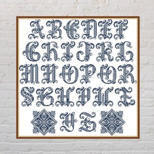 Cross Stitch Pattern Medieval Alphabet, Letters Cross Stitch ...