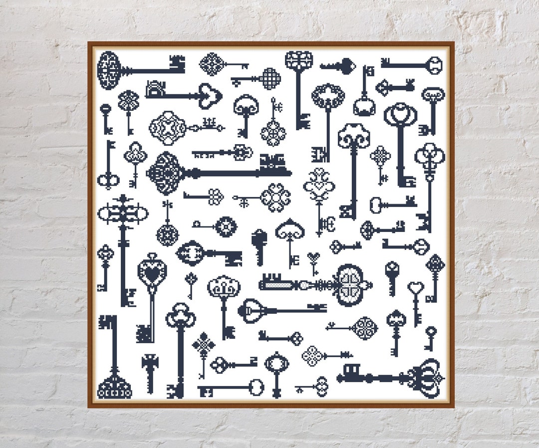 Cross Stitch Pattern Key Sampler, Antique Cross Stitch, Monochrome ...