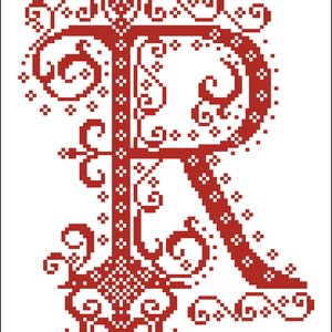 Cross Stitch Pattern Letter R of the Medieval Alphabet, Antique Cross ...