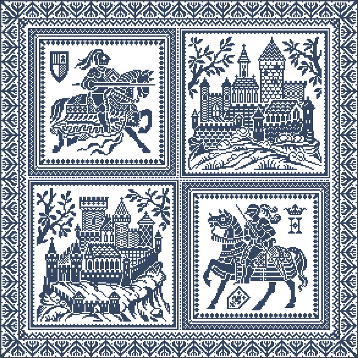 Cross Stitch Pattern Castle Sampler 2 Medieval Cross Stitch - Etsy