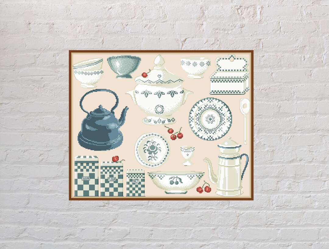 Cross Stitch Pattern Kitchen Sampler #2, Kitchen Cross Stitch, Vintage ...