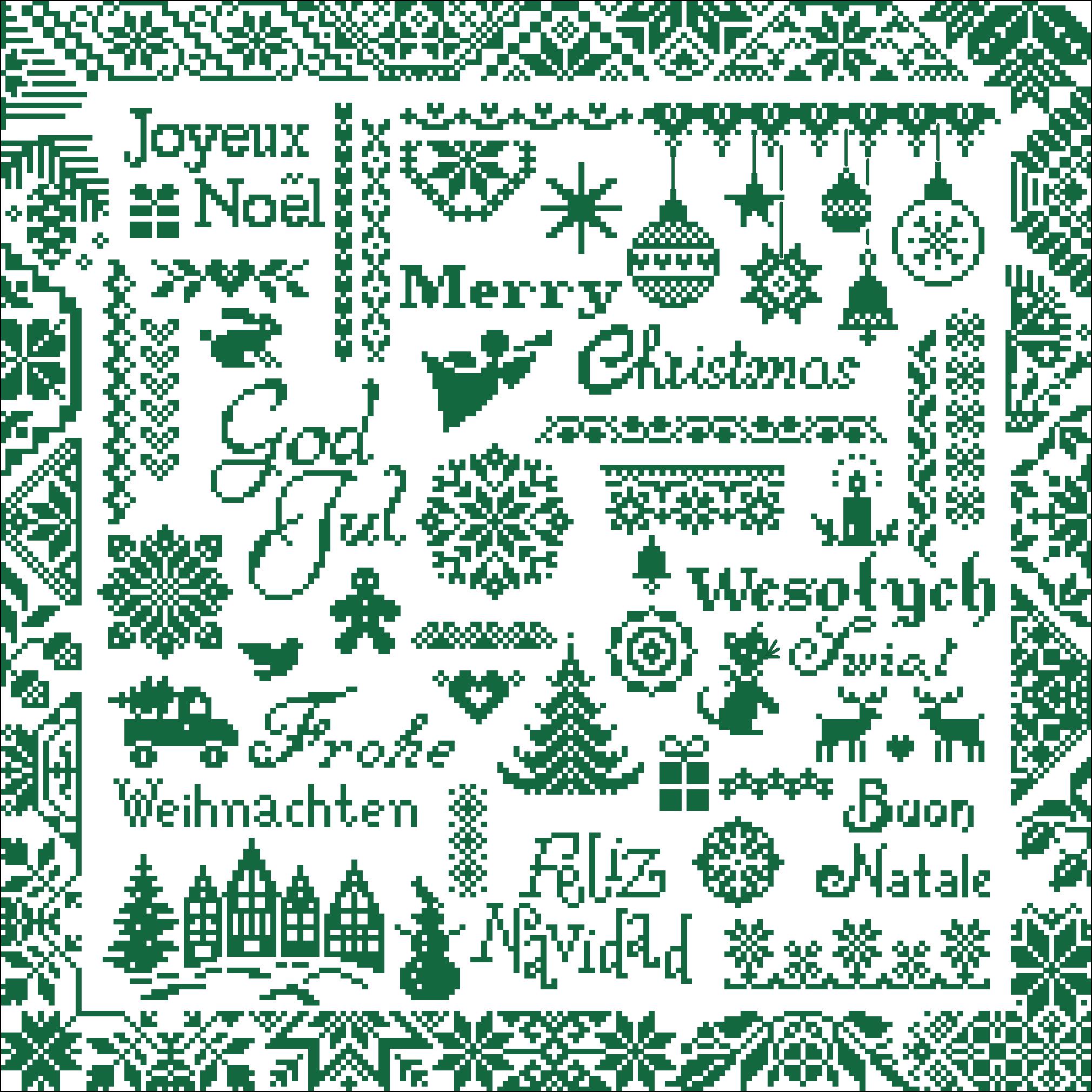 Cross Stitch Pattern Merry Christmas #2, Quaker Sampler, Christmas ...