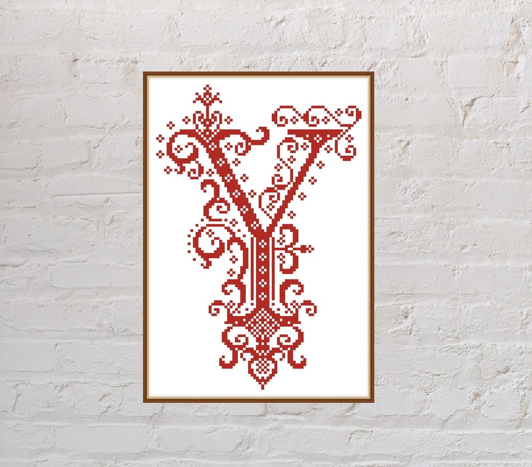 Cross Stitch Pattern Letter Y of the Medieval Alphabet, Antique Cross ...