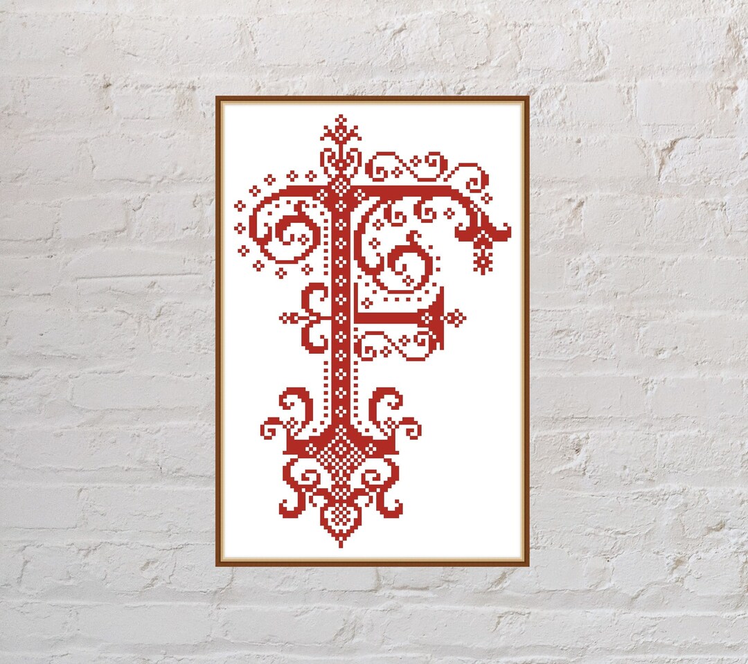 Cross Stitch Pattern Letter F of the Medieval Alphabet - Etsy