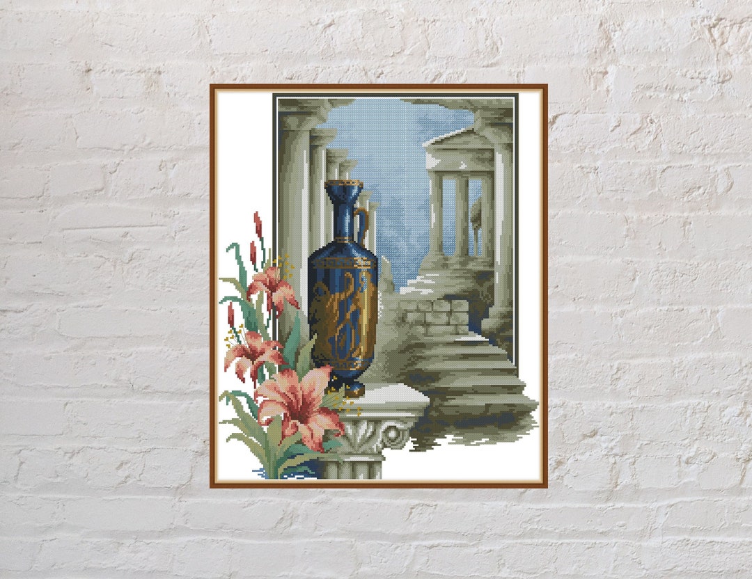 Cross Stitch Pattern Acropolis, Ancient City Cross Stitch Chart ...