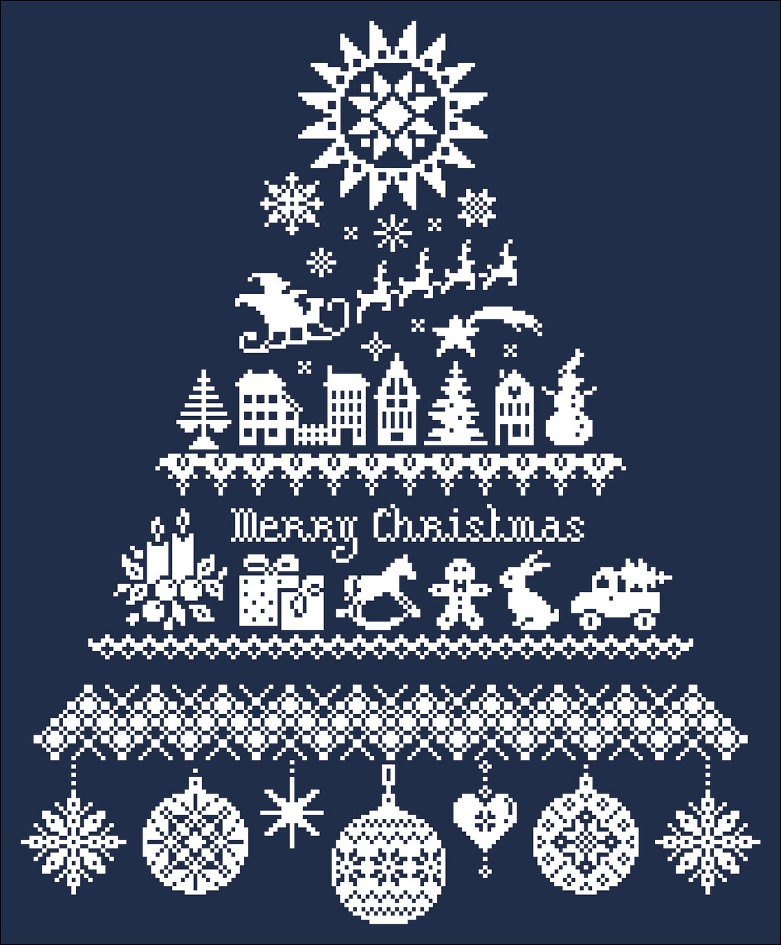 Cross Stitch Pattern Merry Christmas #3, Christmas Cross Stitch ...