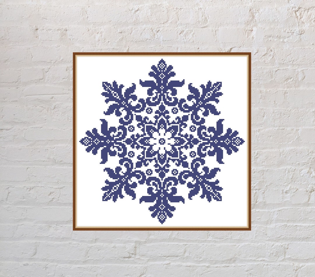 Cross Stitch Pattern Snowflake, Winter Cross Stitch, Monochrome ...