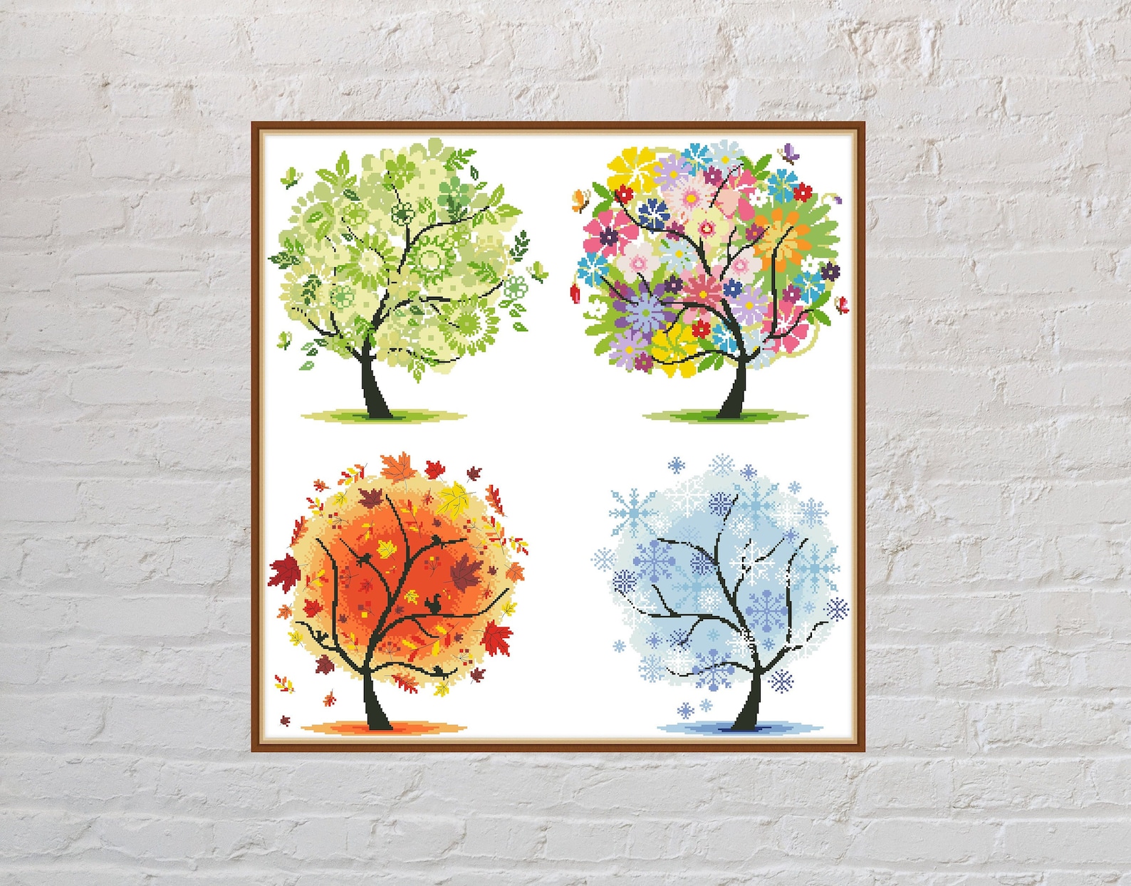 Cross Stitch Pattern Four Seasons Tree #2, Nature Cross Stitch, Seasons ...