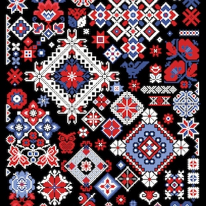 Cross Stitch Pattern Medieval Sampler, Quaker Sampler, Geometric ...