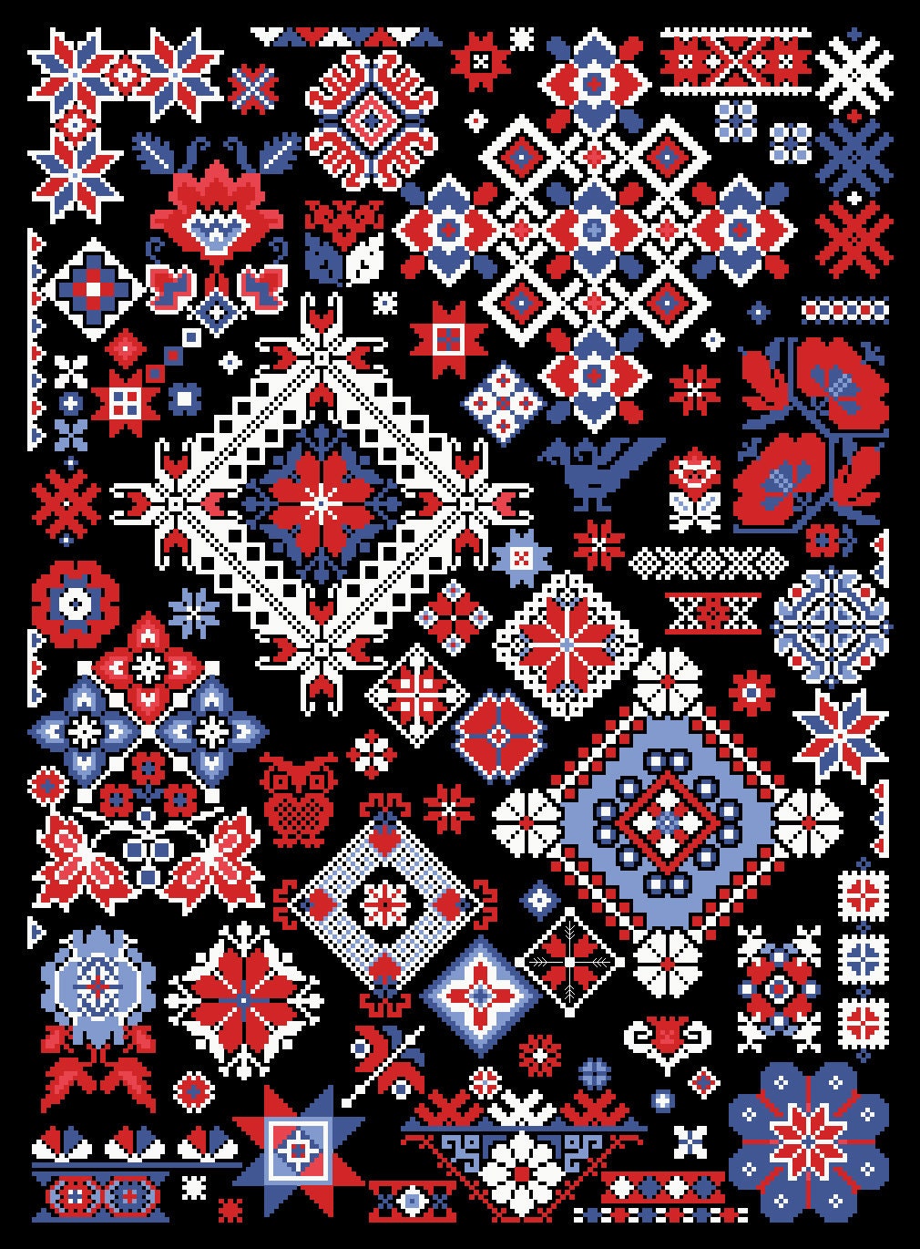 Cross Stitch Pattern Medieval Sampler, Quaker Sampler, Geometric ...