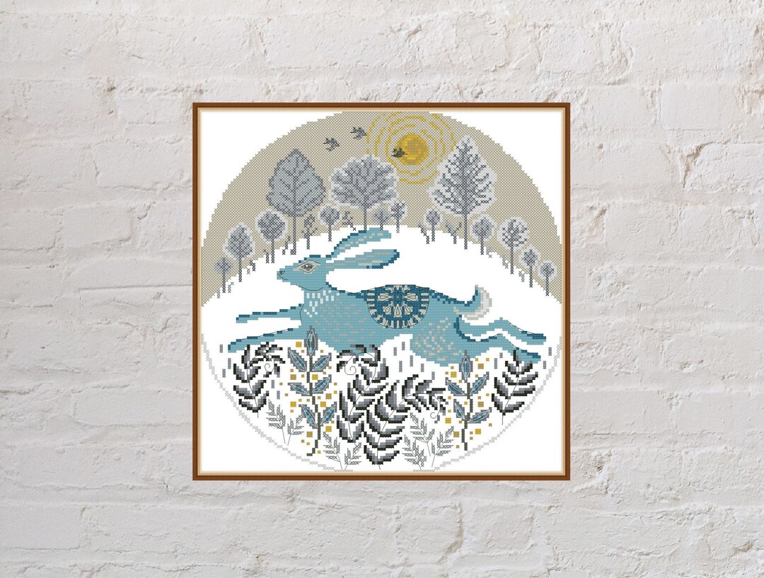 Cross Stitch Pattern Forest Hare, Nature Counted Cross Stitch, Animal ...