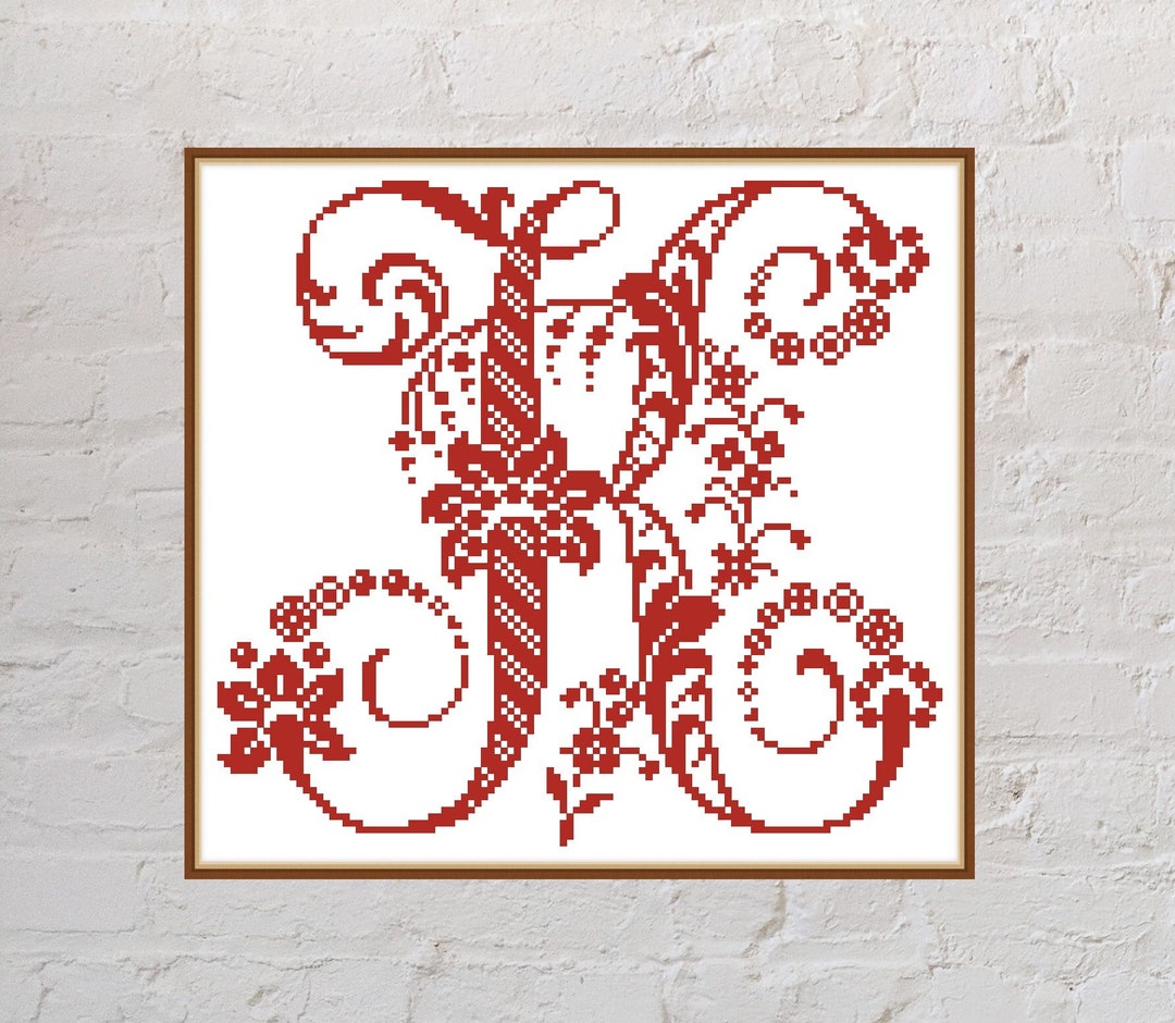 Cross Stitch Pattern Letter K of the Antique Alphabet, Vintage Cross ...