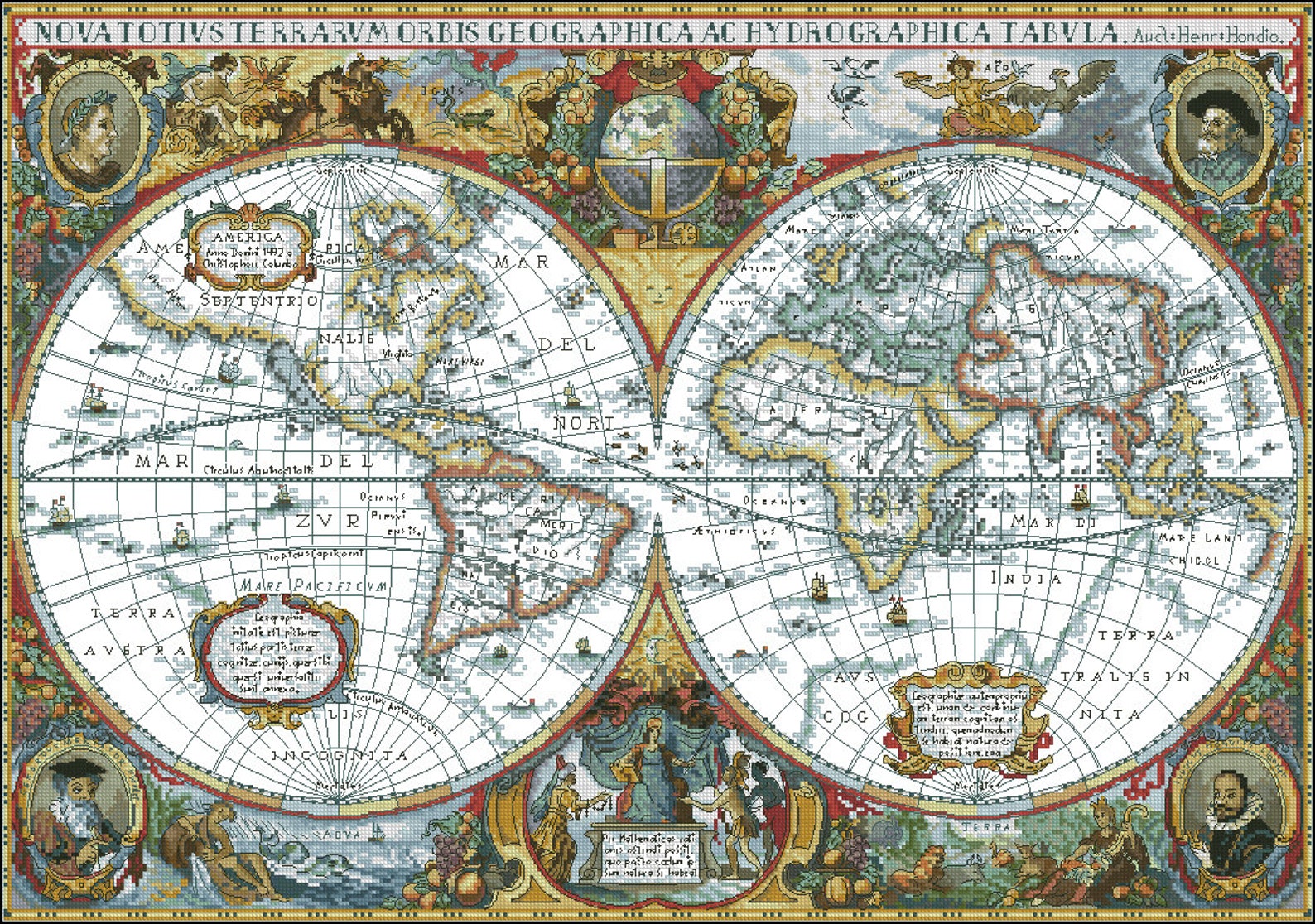 Antique World Map Cross Stitch Pattern Geographic Cross - Etsy