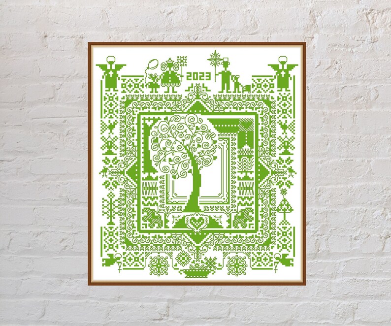 Cross Stitch Pattern Tree of Life Slavic Sampler Monochrome - Etsy
