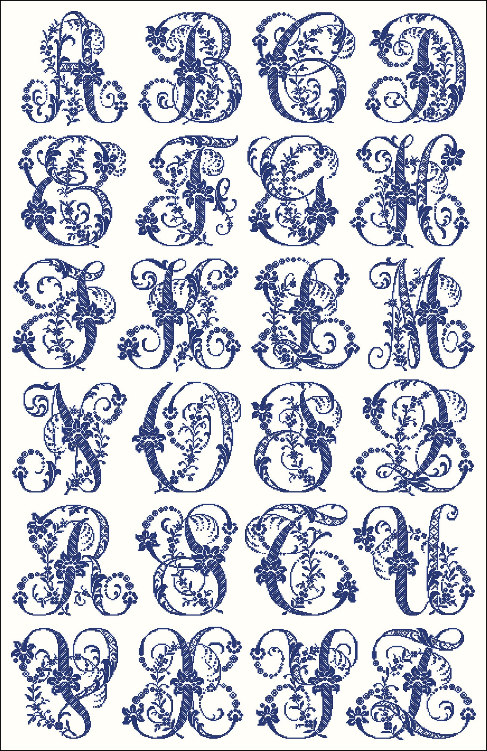 Cross Stitch Pattern Antique Alphabet Letters Cross Stitch - Etsy