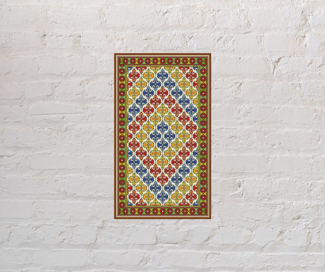 Cross Stitch Pattern Turkish Ornament, Carpet Cross Stitch, Vintage ...