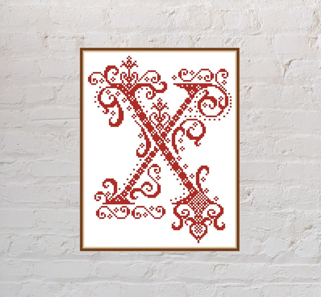 Cross Stitch Pattern Letter X of the Medieval Alphabet, Antique Cross ...