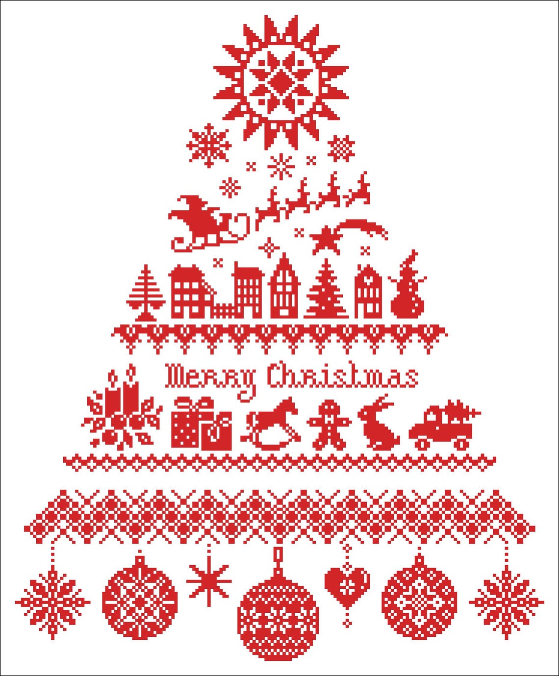 Cross Stitch Pattern Merry Christmas #3, Christmas Cross Stitch ...