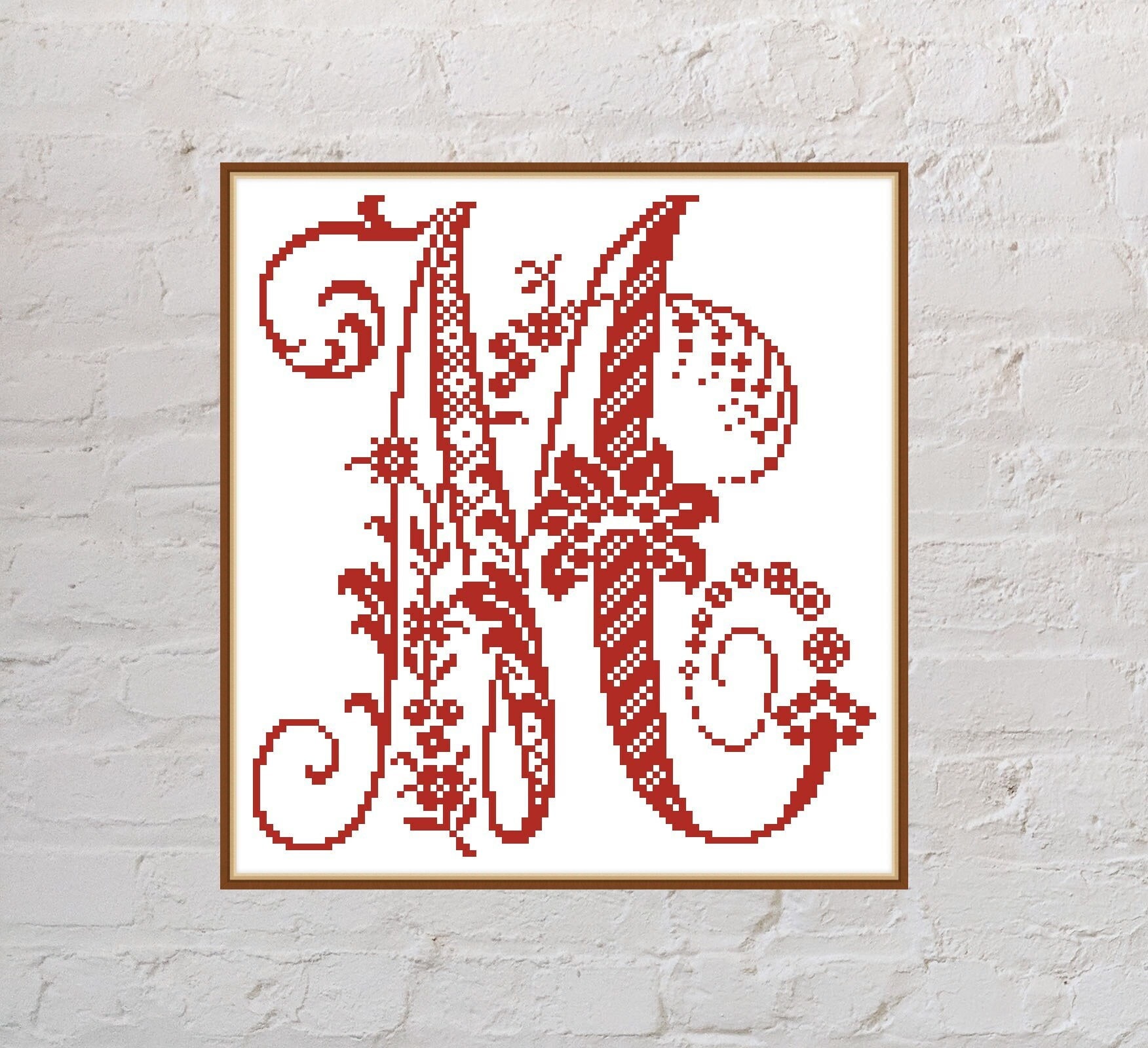 Cross Stitch Pattern Letter M of the Antique Alphabet, Vintage Cross ...
