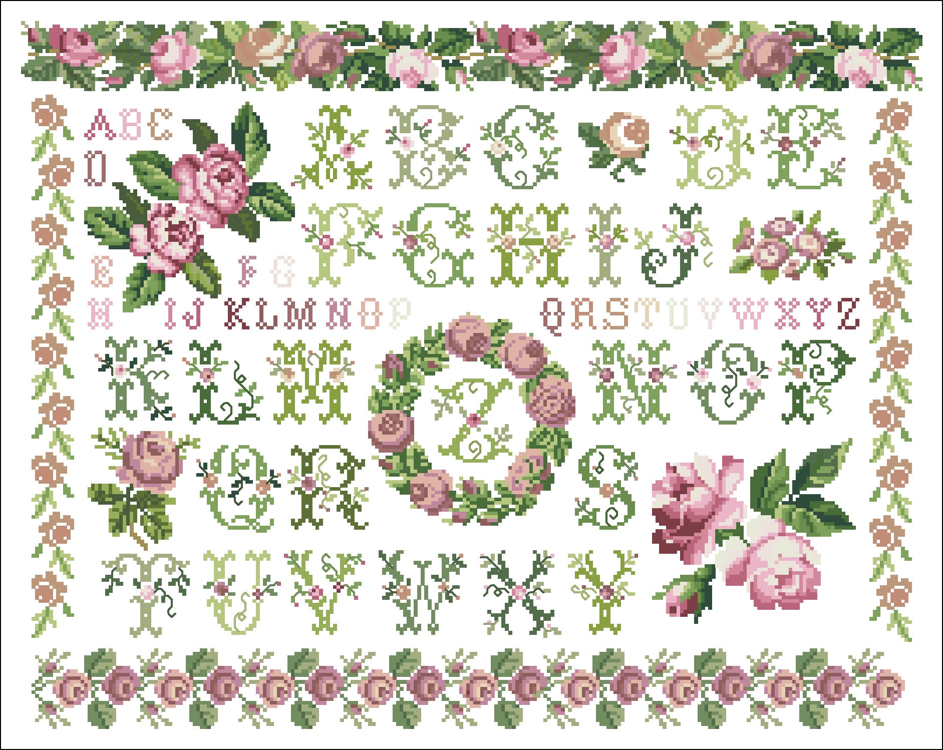 Cross Stitch Pattern Rose Sampler Floral Cross Stitch Nature - Etsy