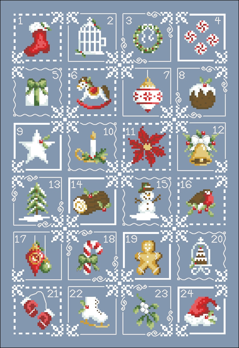 Cross Stitch Pattern Advent Calendar 2 Christmas Cross - Etsy Canada