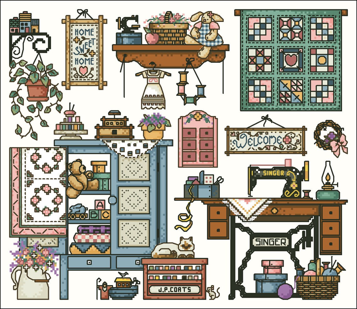 Cross Stitch Pattern Sewing Comfort Sampler Cross Stitch - Etsy