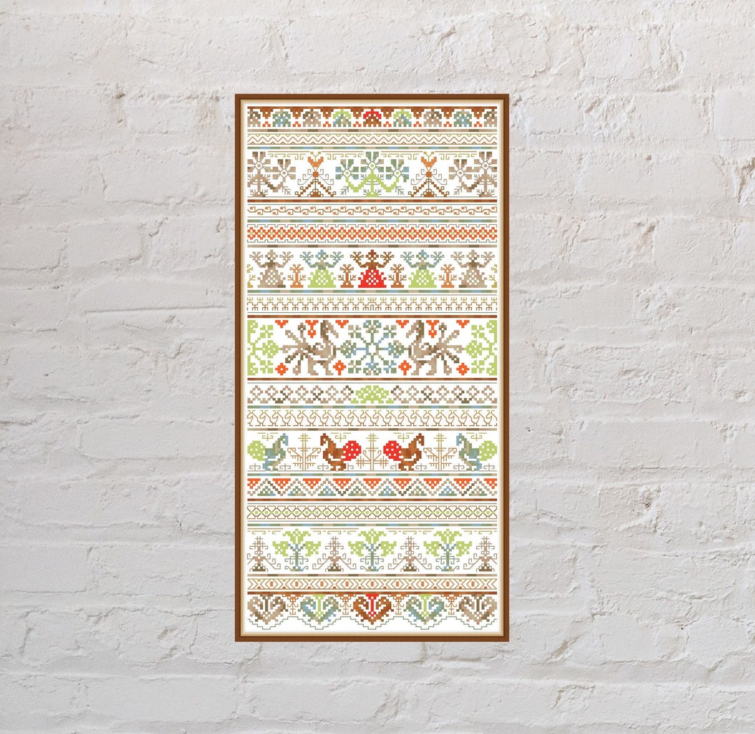 Cross Stitch Pattern Slavic Sampler, Folk Embroidery, Antique Cross ...