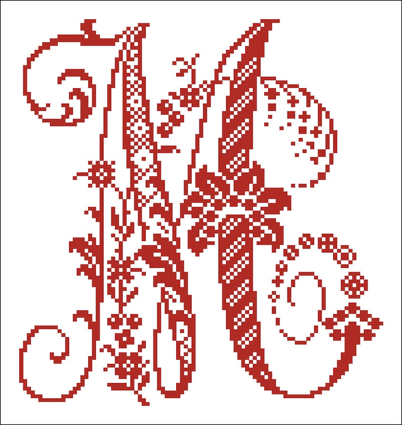 Cross Stitch Pattern Letter M of the Antique Alphabet Vintage - Etsy