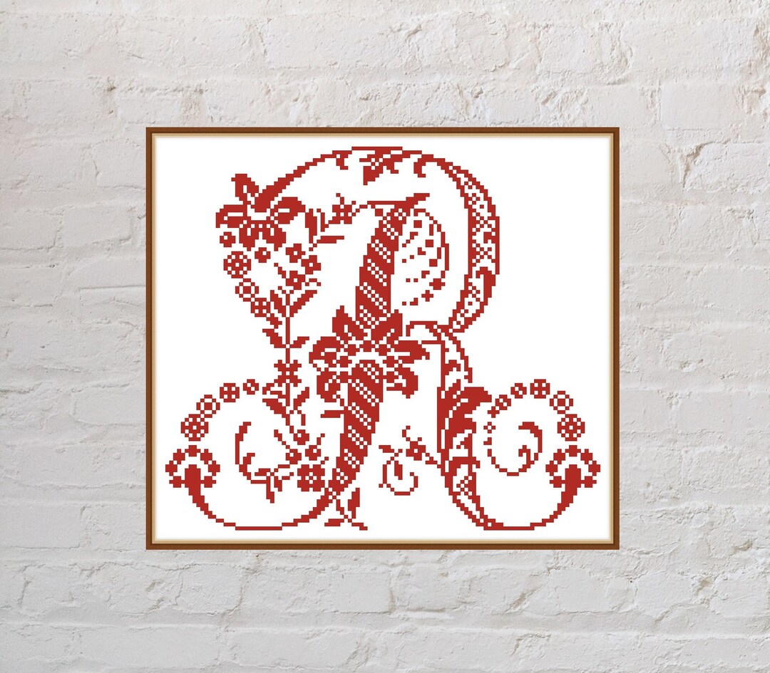 Cross Stitch Pattern Letter R of the Antique Alphabet, Vintage Cross ...